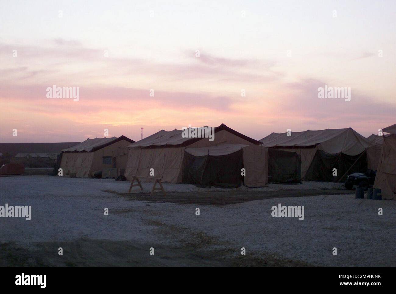 Rows of tents belonging to US service members cover the ground of a ...