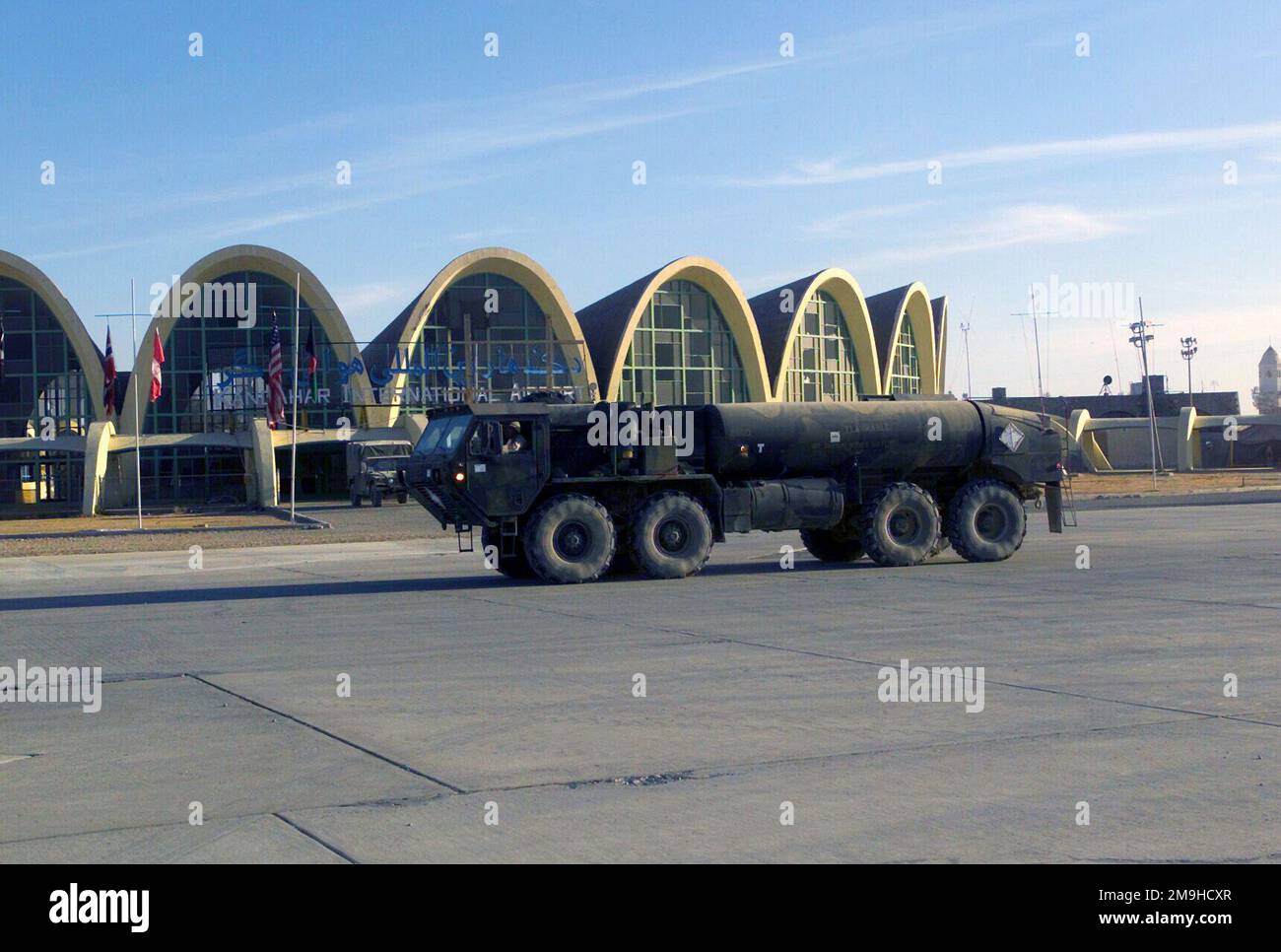 An M978 Fueler HEMTT (Heavy Expanded Mobility Tactical Truck) passes in ...