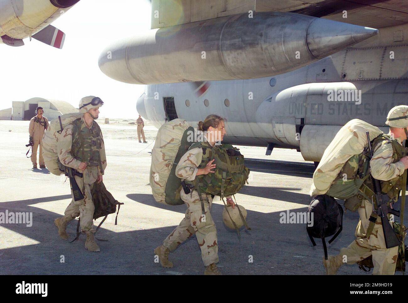 Located at a forward operating base Marines, with their MOLLE (Modular ...