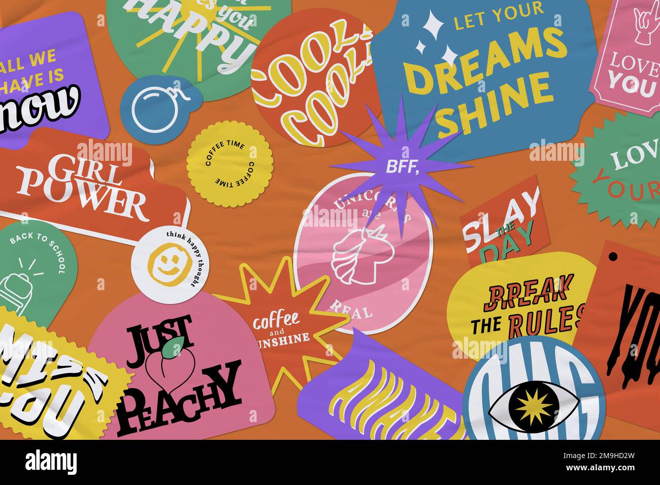 Retro word sticker colorful vector background paper texture Stock ...