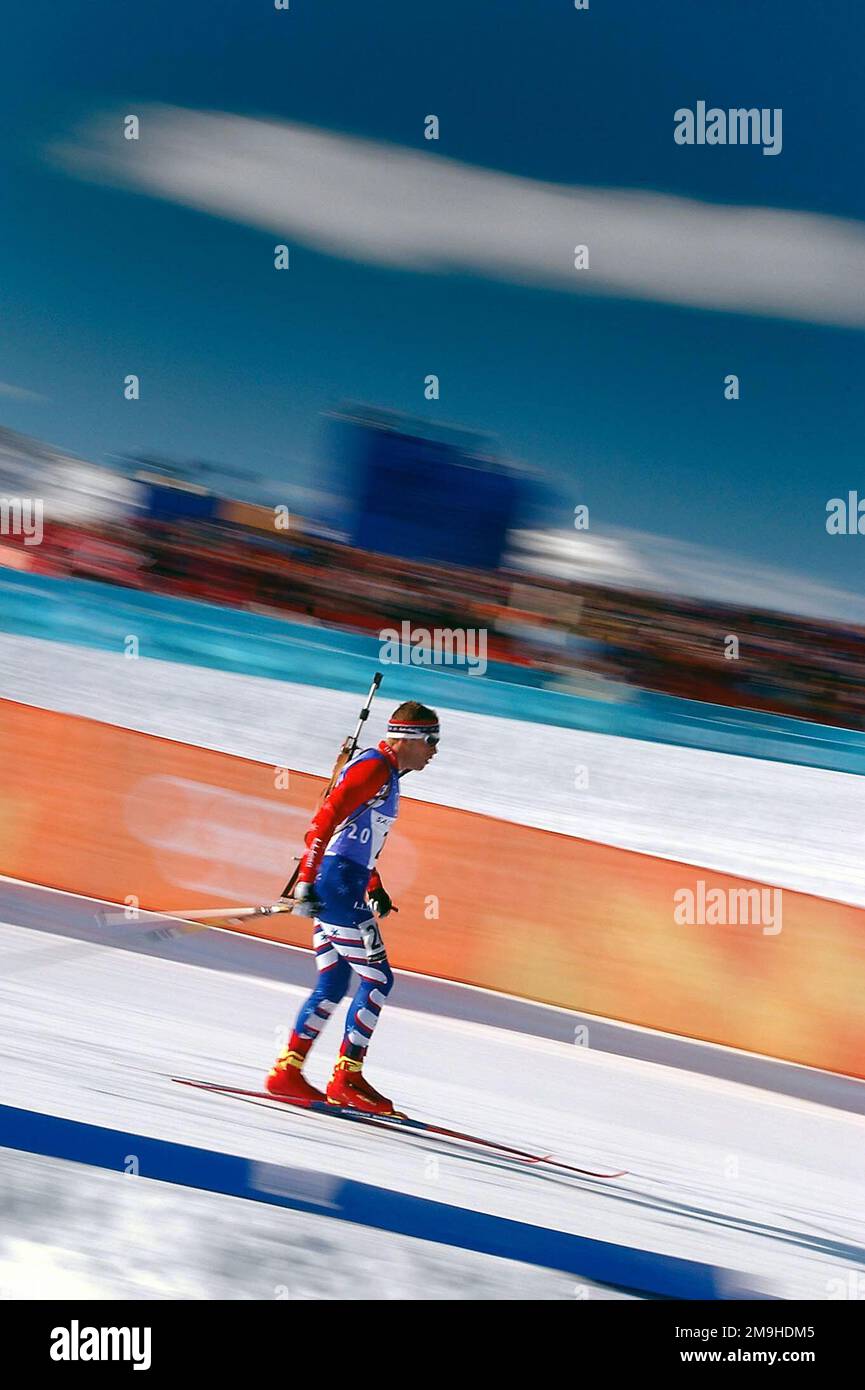 On skis, World Class Athlete SPECIALIST (SPC) Jeremy Teela, USA, glides ...