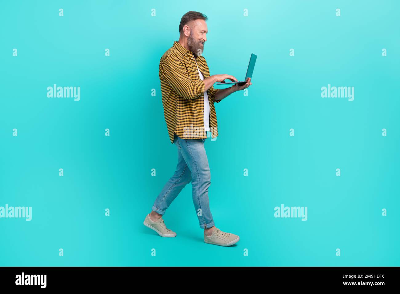 Profile side photo of successful man professional it specialist work ...