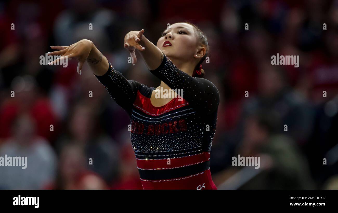Utah gymnast Kara Eaker performs her floor routine during an NCAA ...
