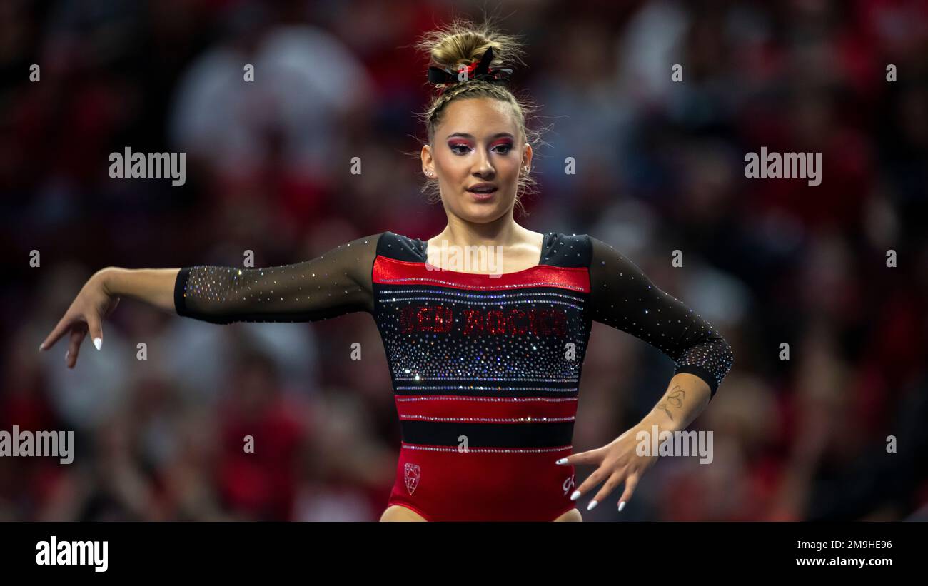 Utah gymnast Makenna Smith performs her floor routine during an NCAA ...