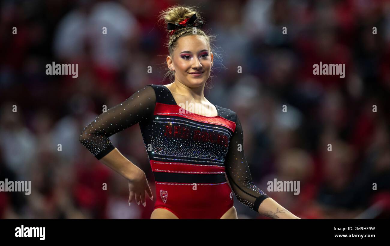 Utah gymnast Makenna Smith performs her floor routine during an NCAA ...