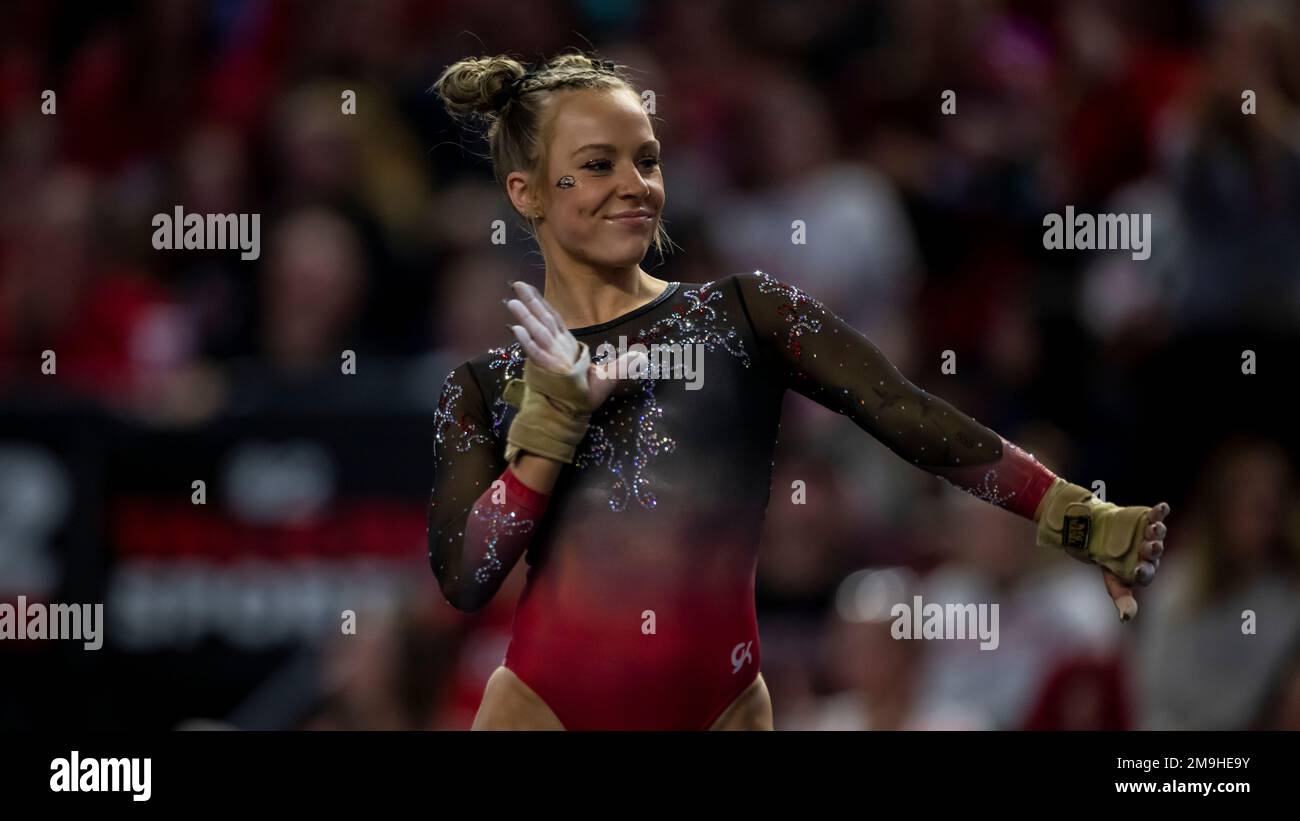 Southern Utah gymnast Ellie Cacciola performs her floor routine during ...