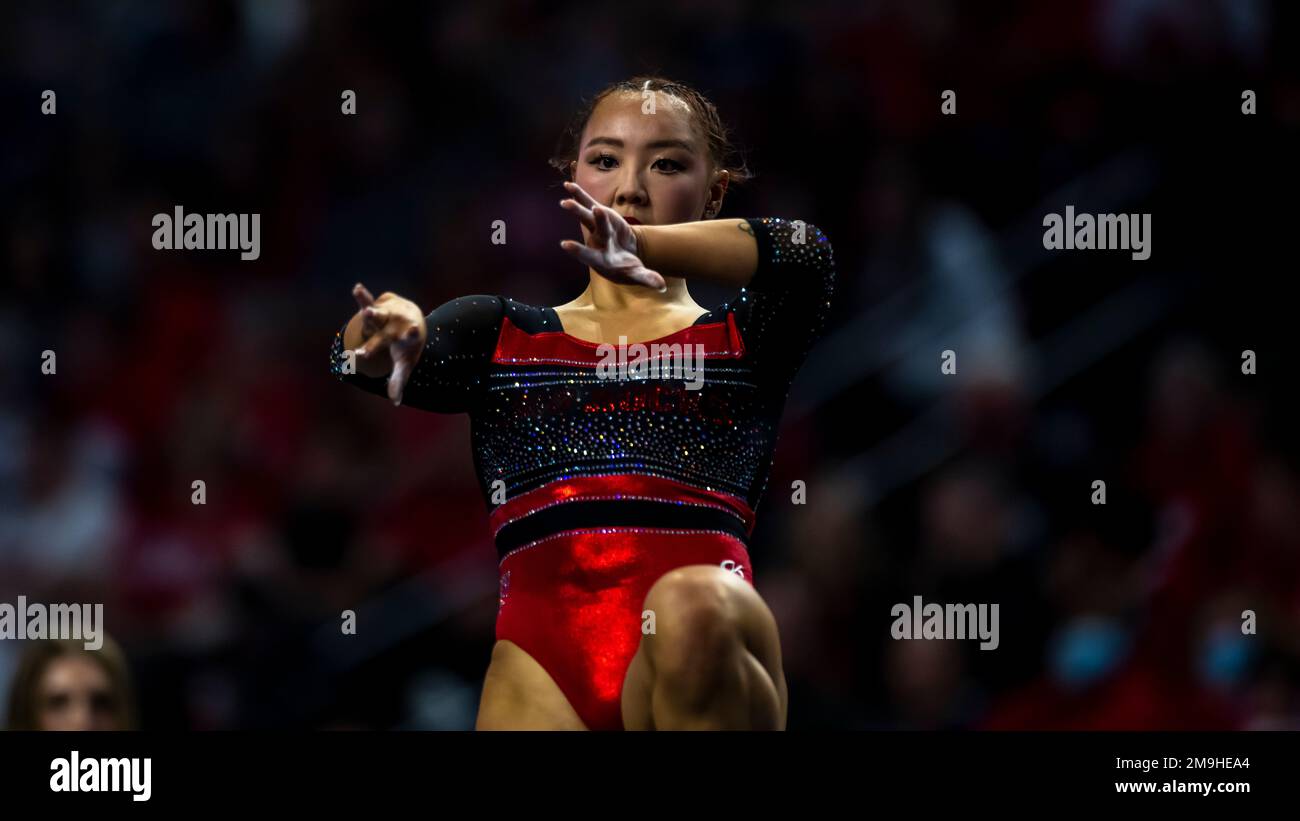 Utah gymnast Kara Eaker performs her floor routine during an NCAA ...