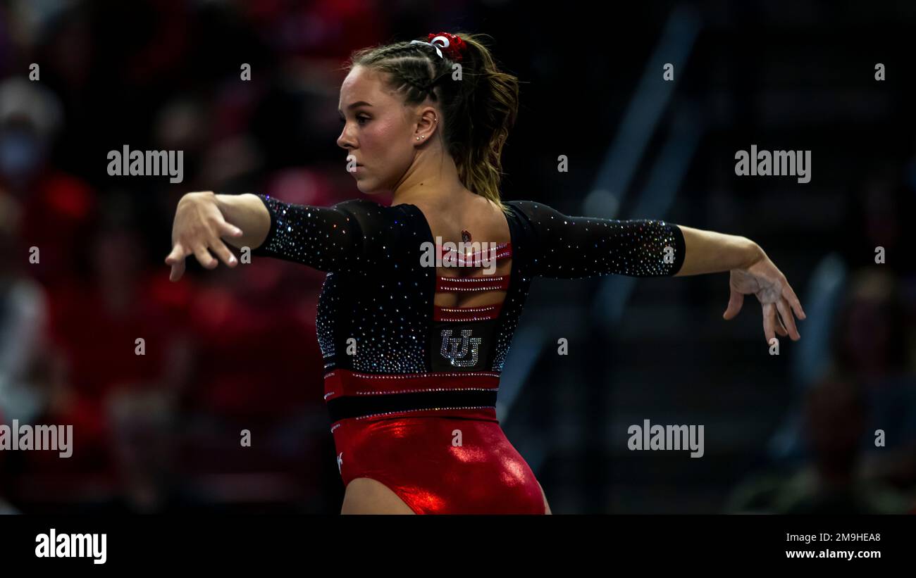 Utah Gymnast Maile Okeefe Performs Her Floor Routine During An Ncaa