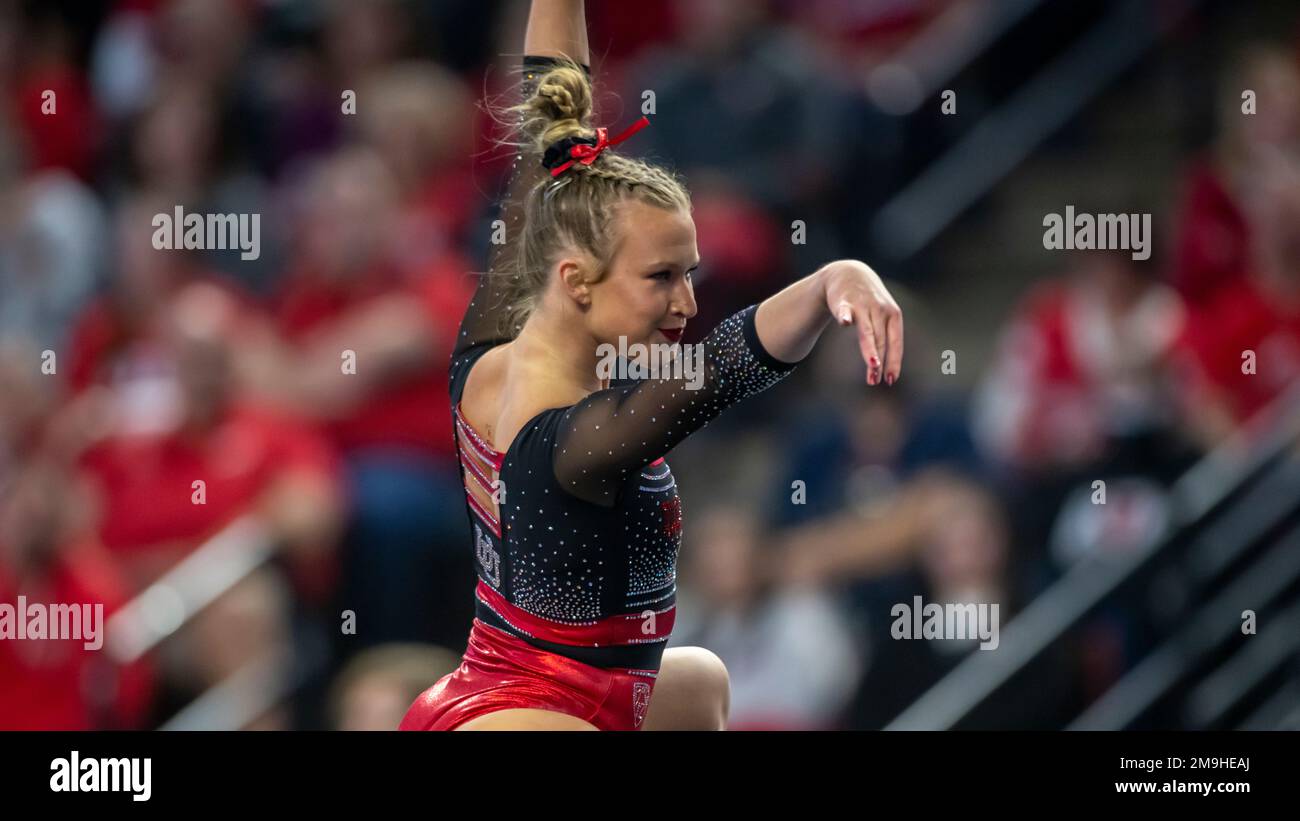Utah Gymnast Abby Paulson Performs Her Floor Routine During An Ncaa
