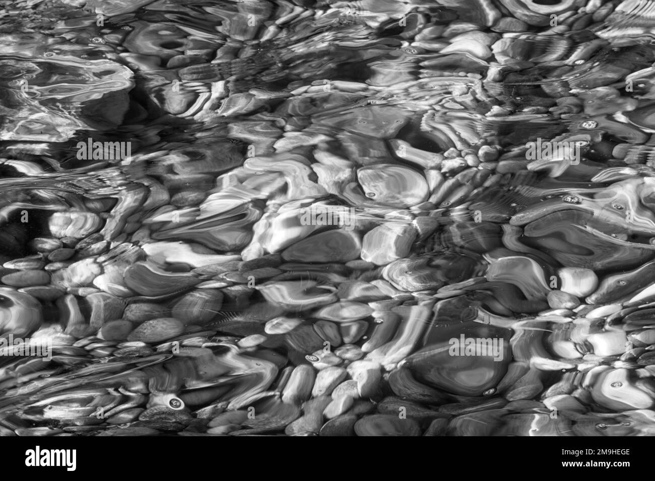 Pond with rocks distorted by moving water Stock Photo - Alamy