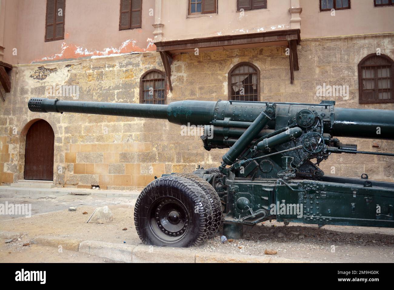Cairo, Egypt, January 7 2023: Coastal gun cannon USSR Soviet Union used ...