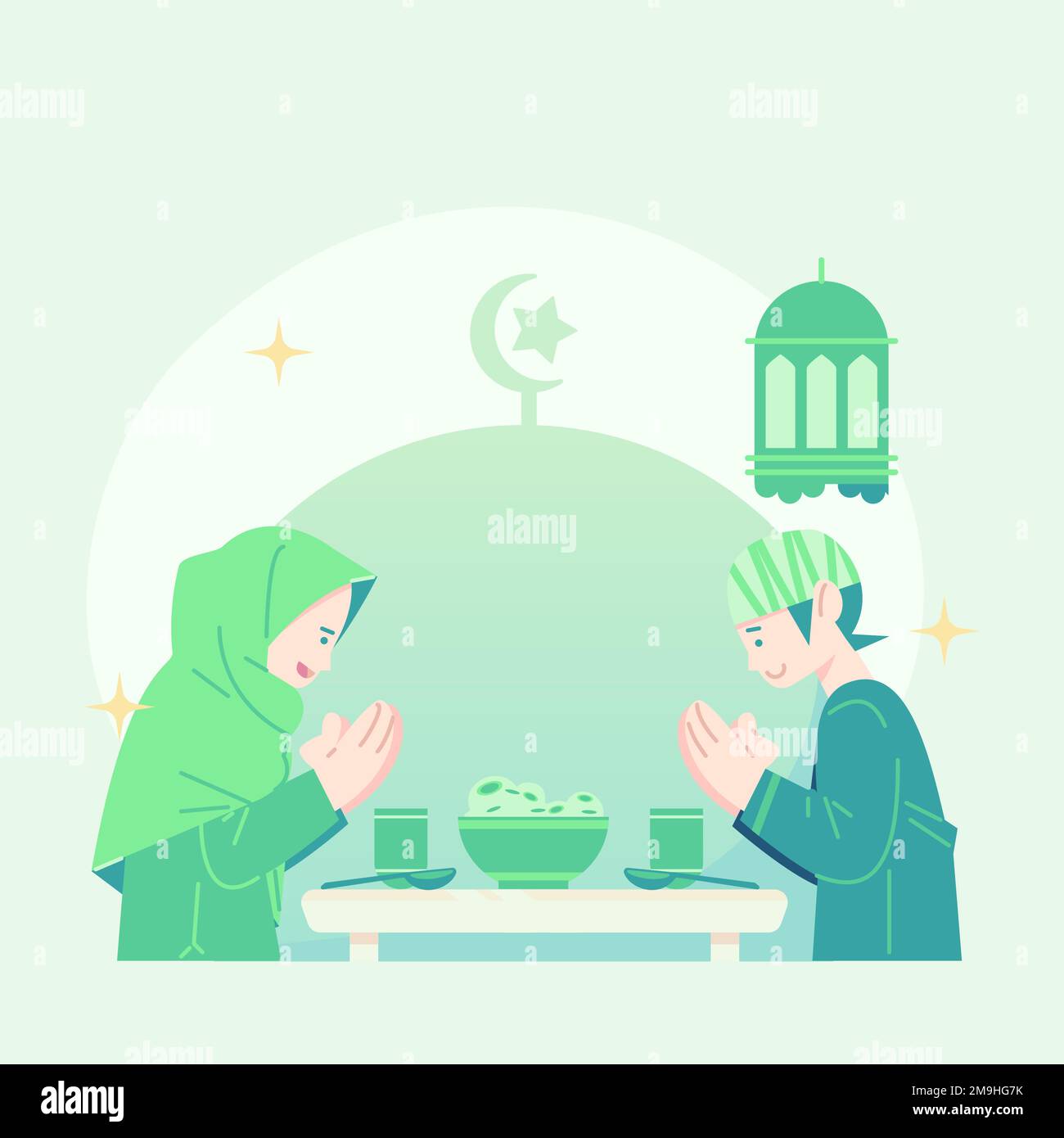 cute flat illustration eid mubarak greeting. flat illustration about ...