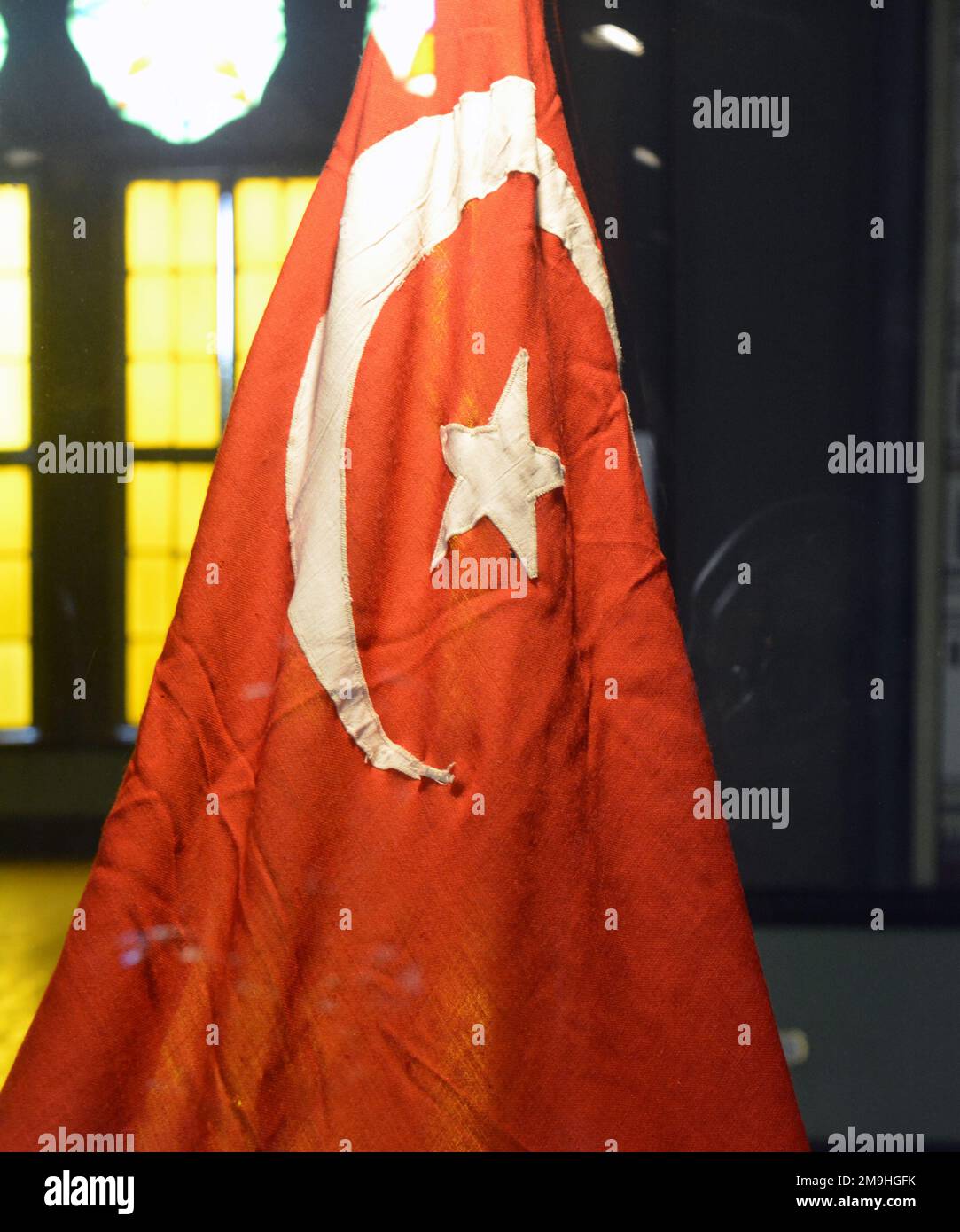 An ancient old Egyptian flag from Muhammad Ali Pasha era with a ...