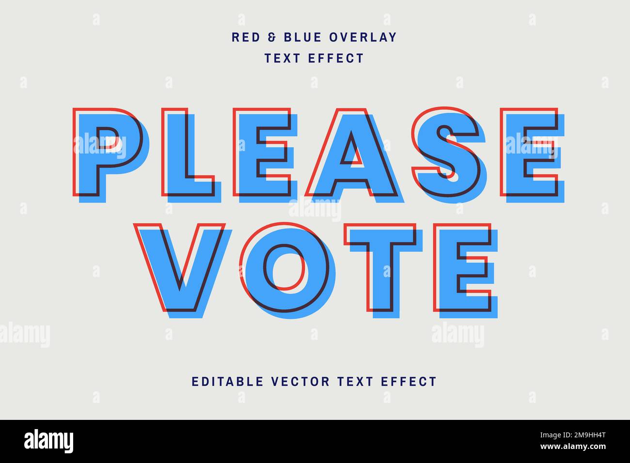 Red and blue overlay editable vector text effect template Stock Vector ...