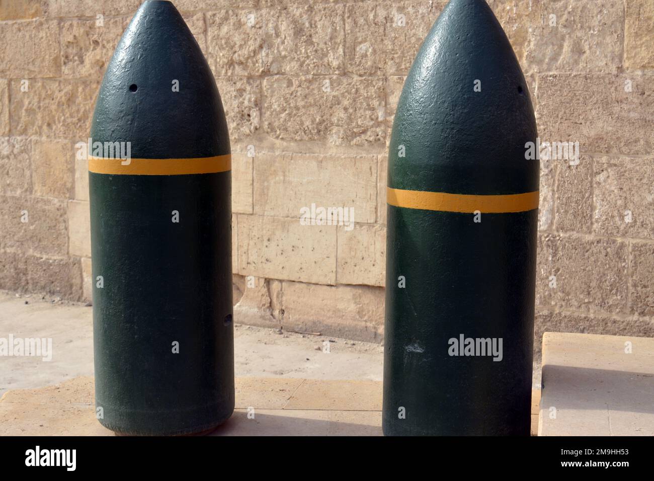 Cairo, Egypt, January 7 2023: Bombs of different types and sizes ...