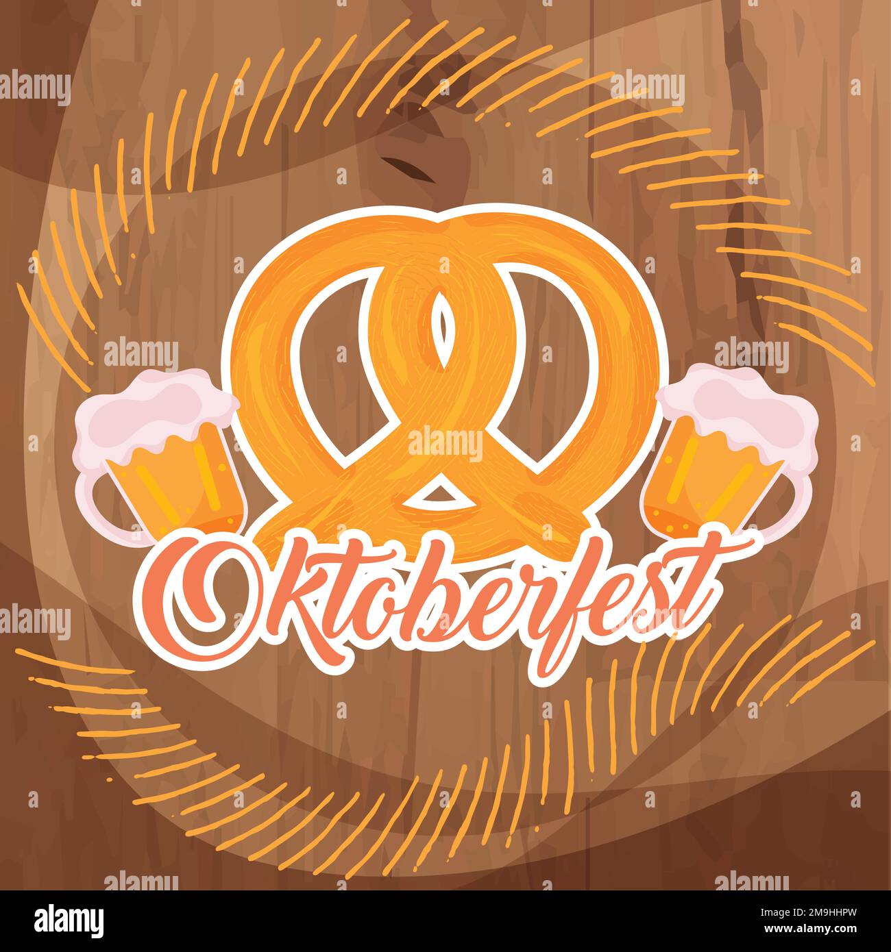 Pretzel and a pair of beer mugs Oktoberfest Vector Stock Vector Image ...