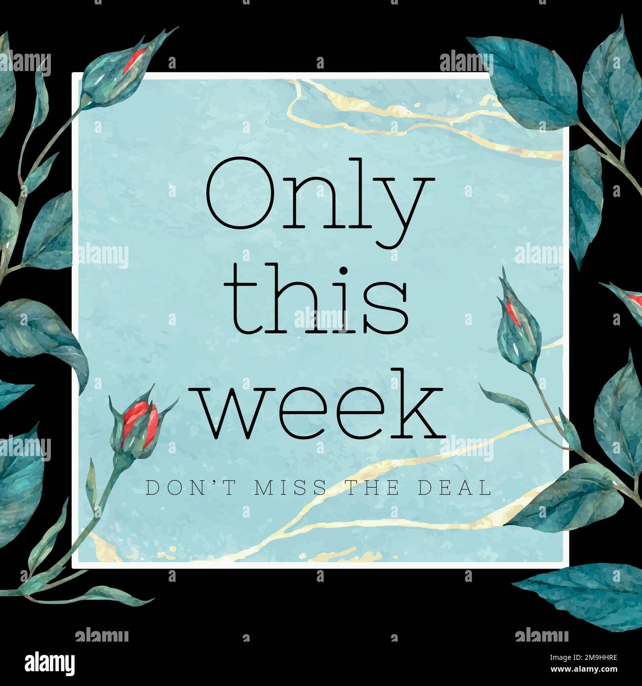 Red rose editable sale template vector with only this week text Stock ...