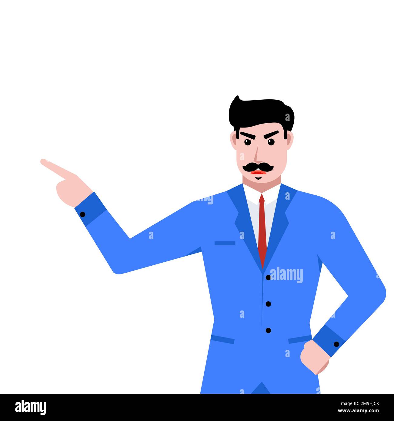 Serious, demanding look. Businessman in blue suit standing isolated ...