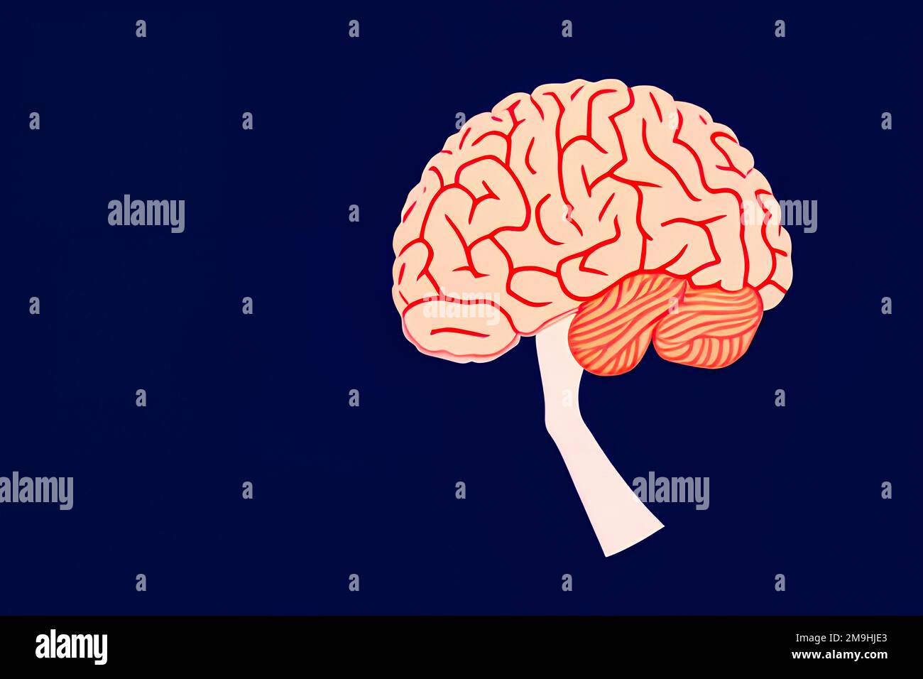illustration, photo of the human brain over colored background Stock ...