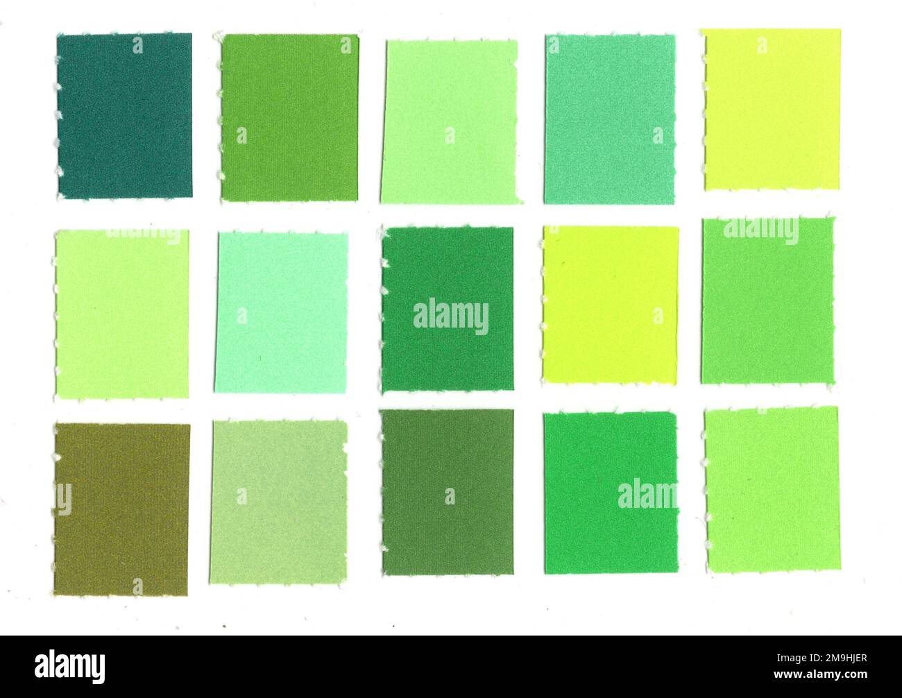 A mosaic of green colour swatches on a white background Stock Photo - Alamy