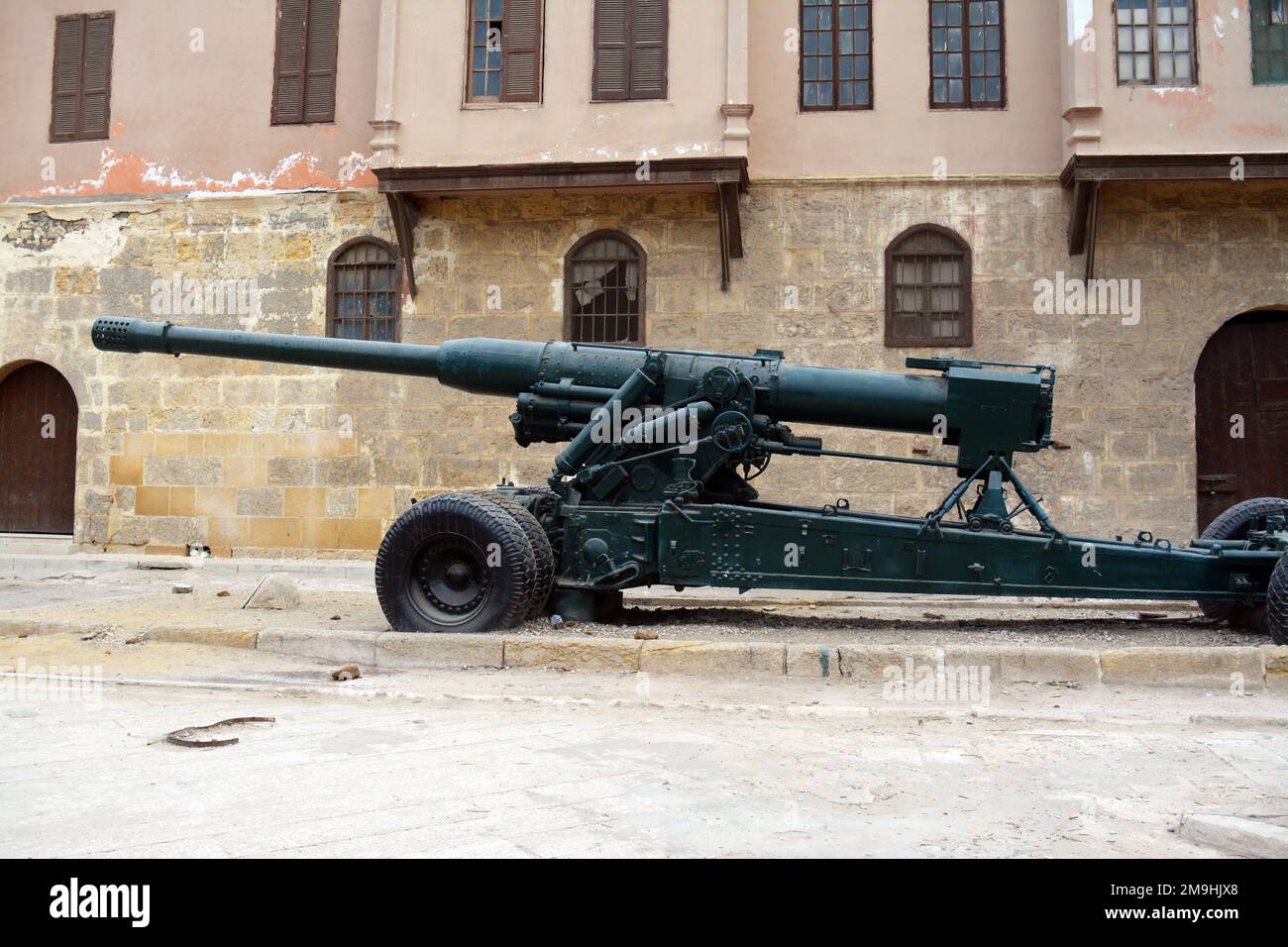 Cairo, Egypt, January 7 2023: Coastal gun cannon USSR Soviet Union used ...
