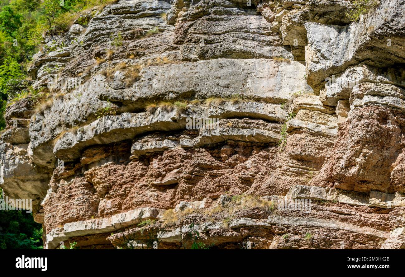 View at geological formations at Boljetin river gorge in Eastern Serbia ...