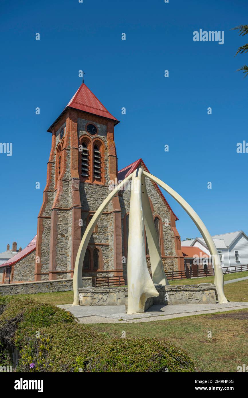 Christ Church Cathedral with a whalebone arch, on Ross Road in Port ...