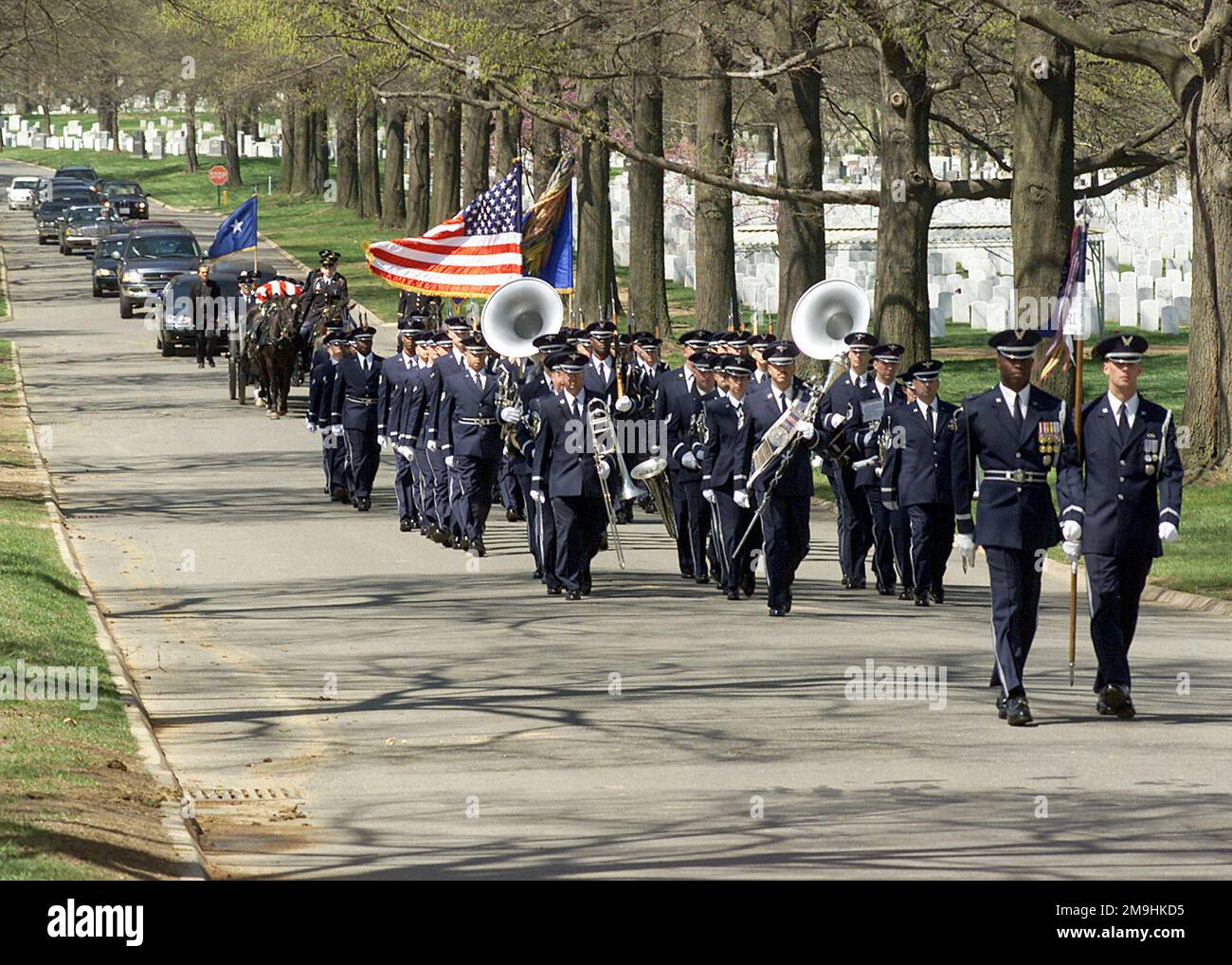 The US Air Force (USAF) Honor Guard and the USAF Band escort the ...