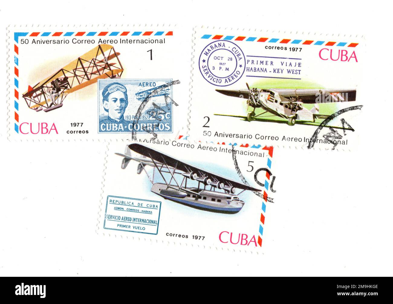Vintage used postage stamps from Cuba on a white background Stock Photo ...