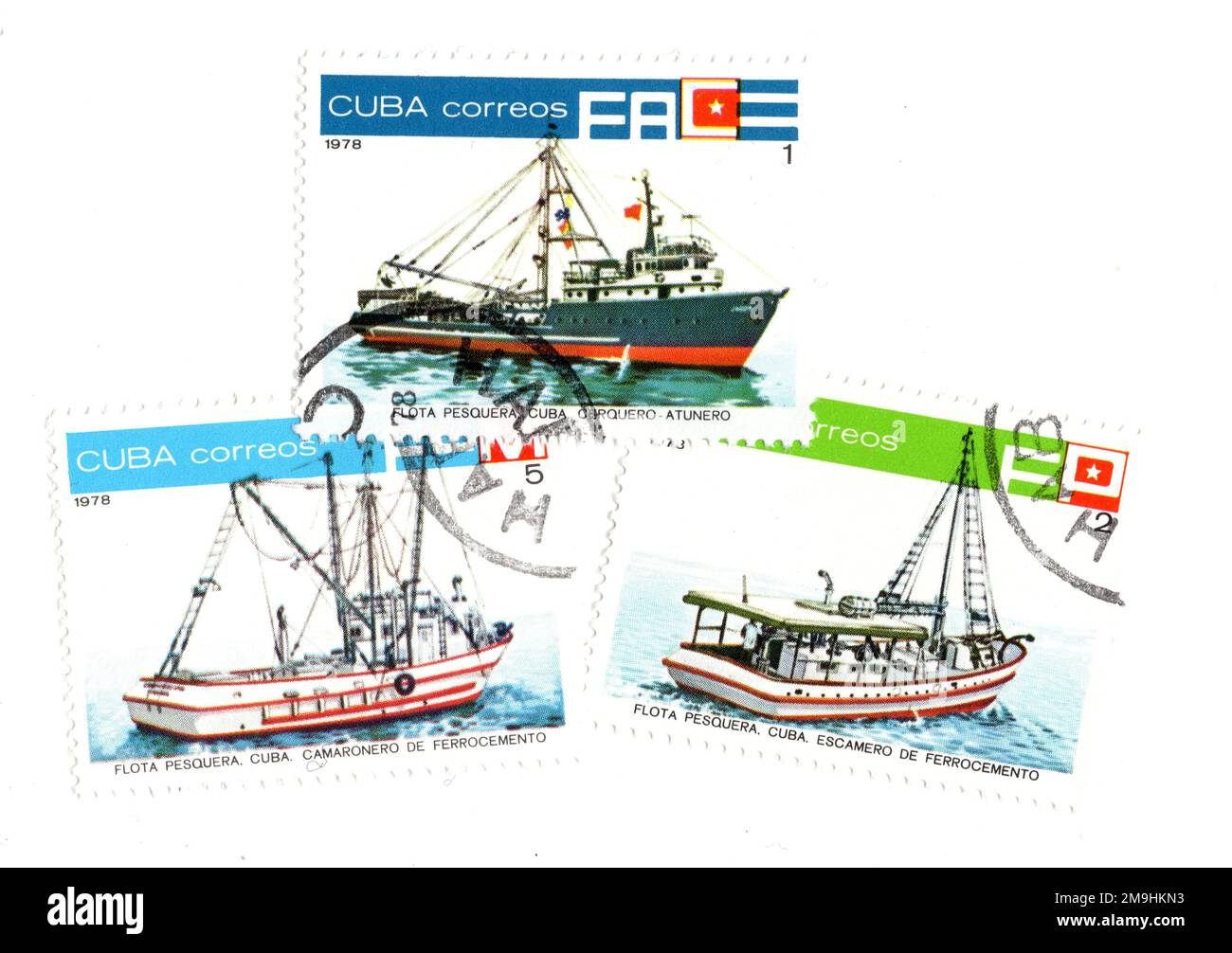 Vintage used postage stamps from Cuba on a white background Stock Photo ...