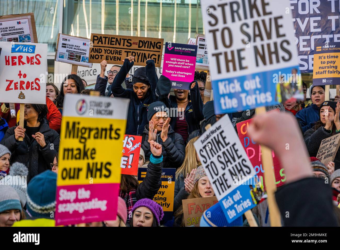 London, UK. 18th Jan, 2023. A picket line of Nurses outside the UCLH ...