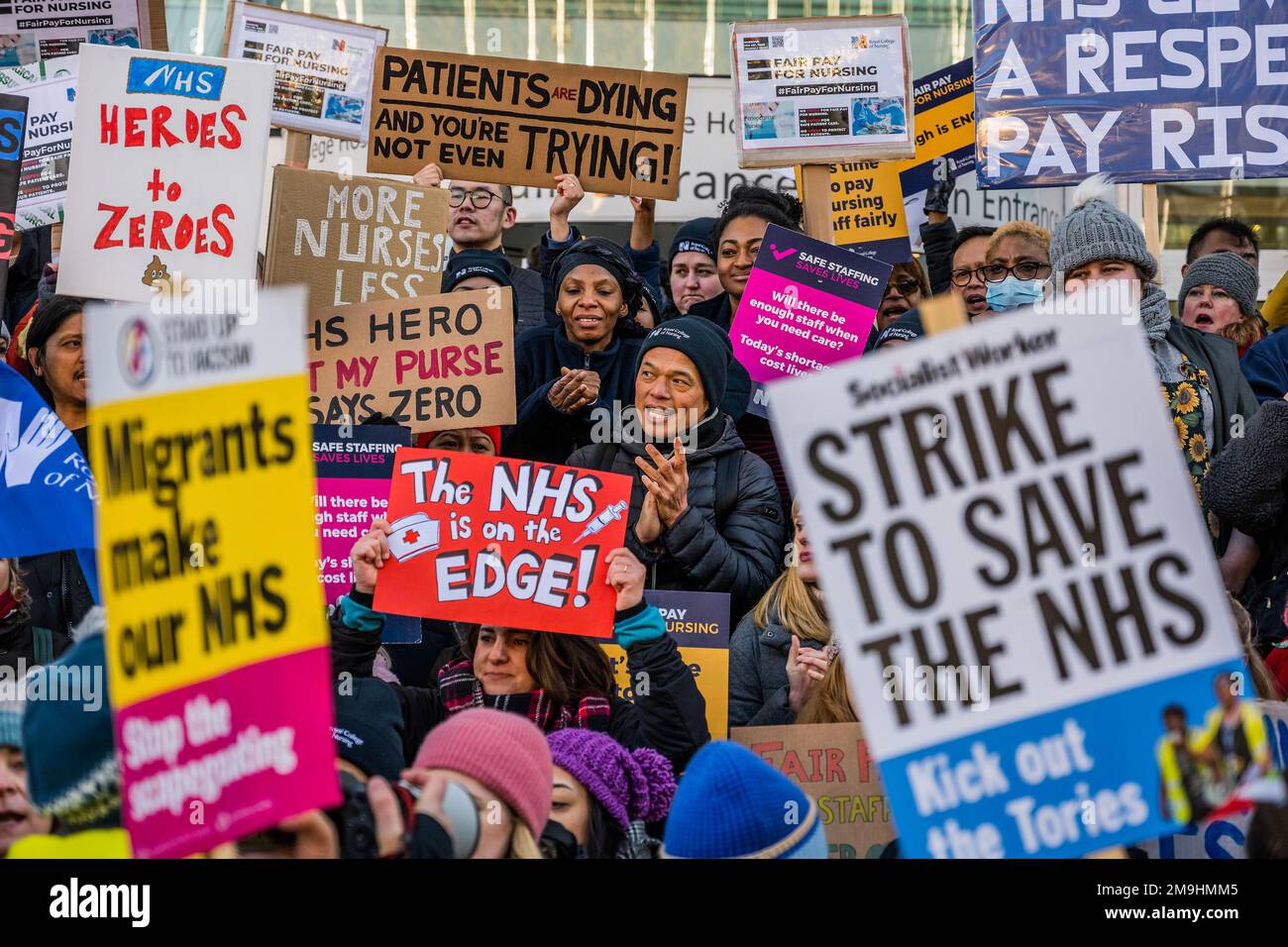 London, UK. 18th Jan, 2023. A picket line of Nurses outside the UCLH ...