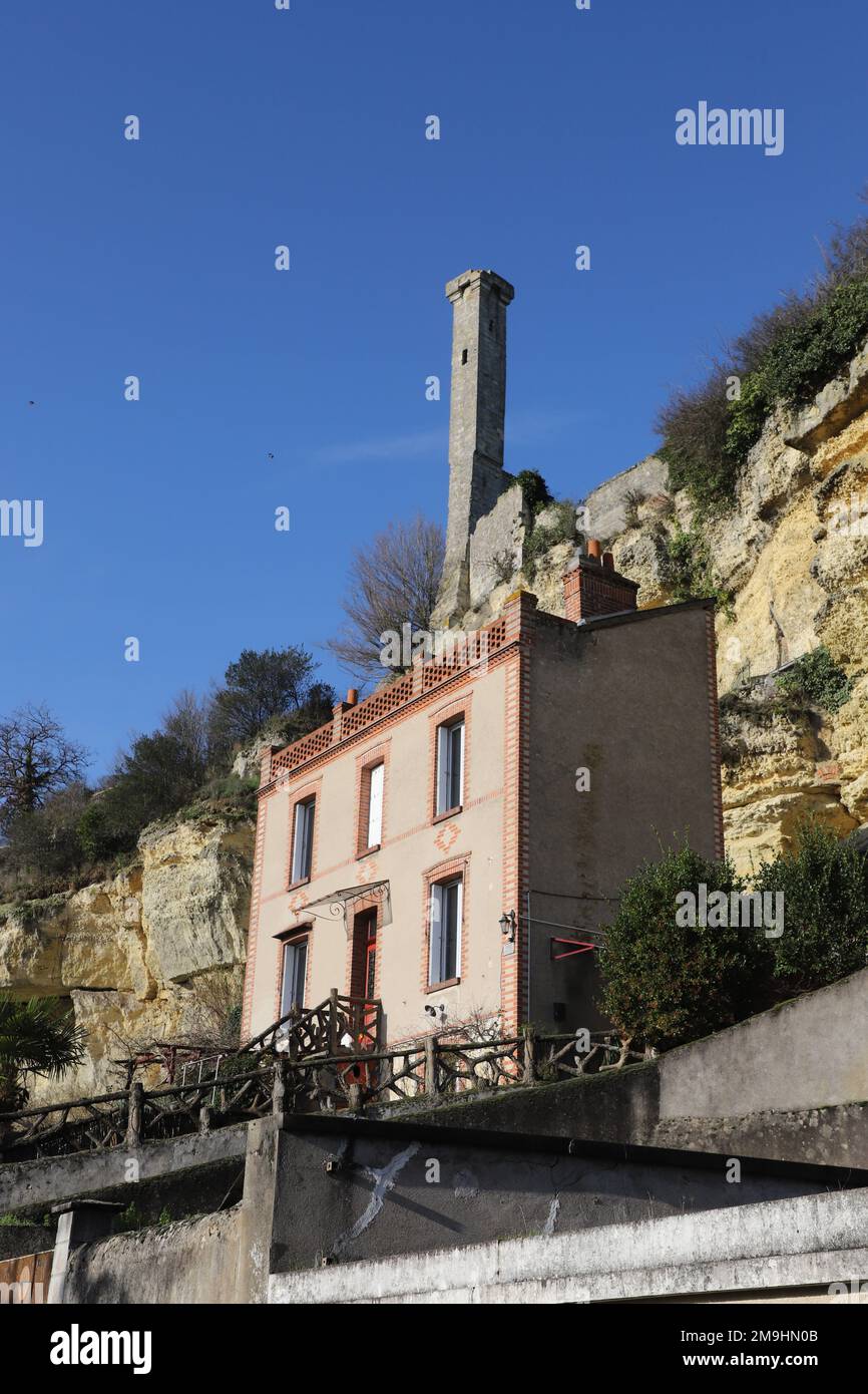 House and La Lanterne tower Rochecorbon France January 2023 Stock Photo ...