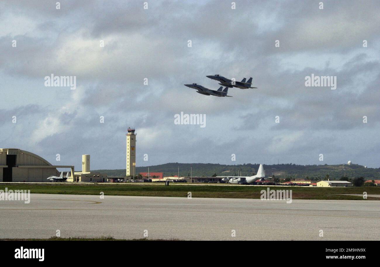 A pair of Japan Air Self Defense Force (JASDF) F-15 Eagle fighters from ...