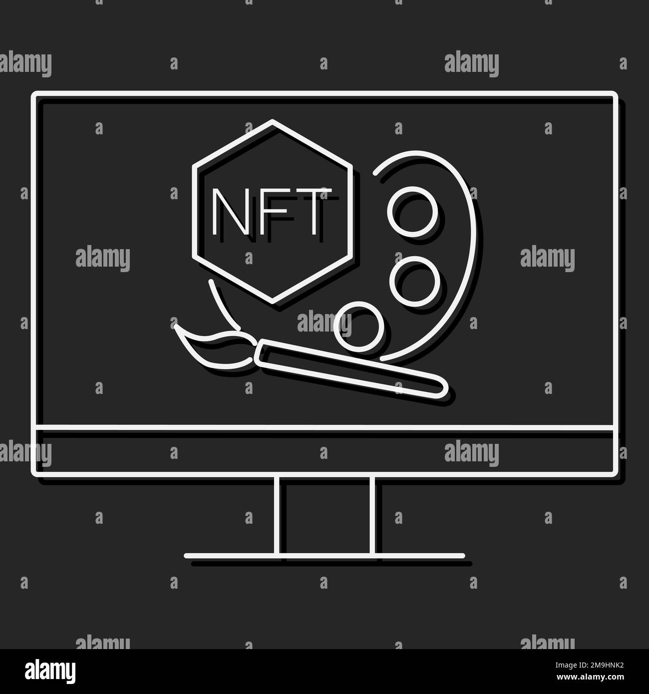 NFT technology line icon. Crypto Icon or Logo Symbol vector ...