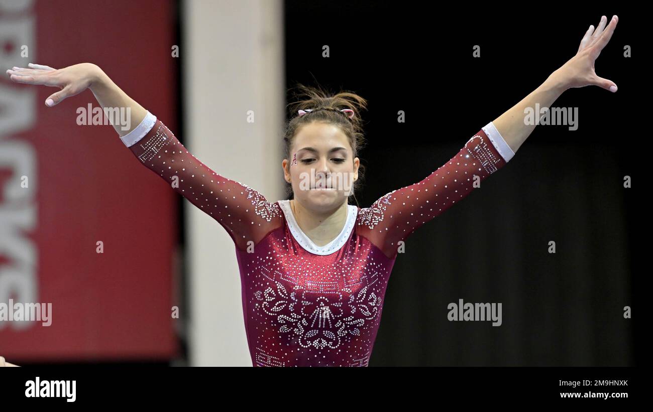 Alabama gymnast Gabby Gladieux competes on the beam against Arkansas ...