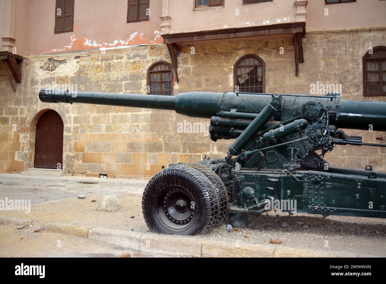 Cairo, Egypt, January 7 2023: Coastal gun cannon USSR Soviet Union used ...