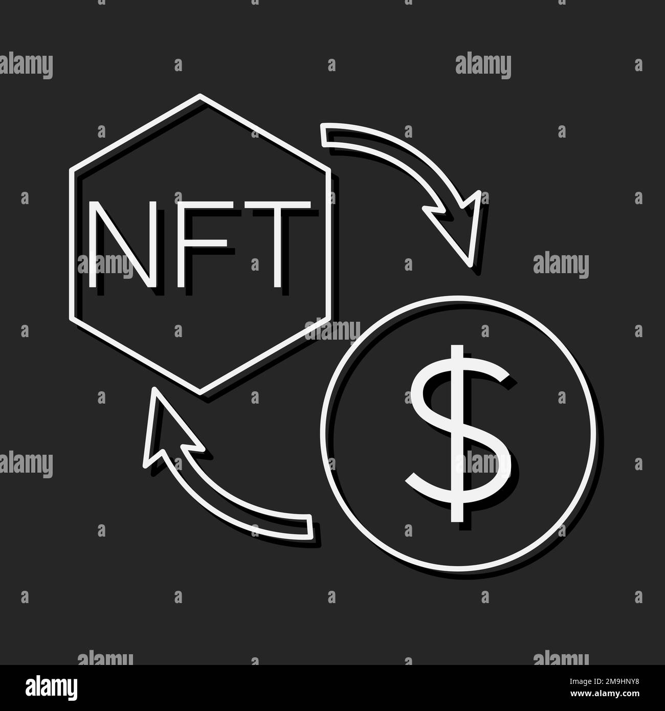 NFT coin line icon, unique token and blockchain, non fungible token ...