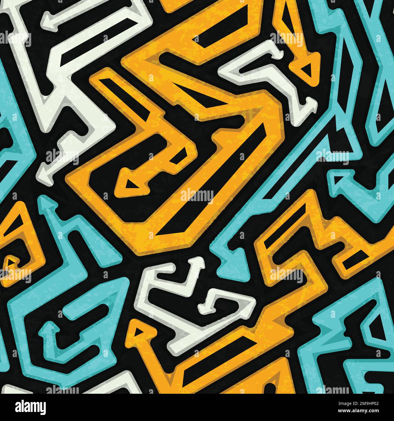 graffiti geometric seamless pattern with grunge effect Stock Vector ...