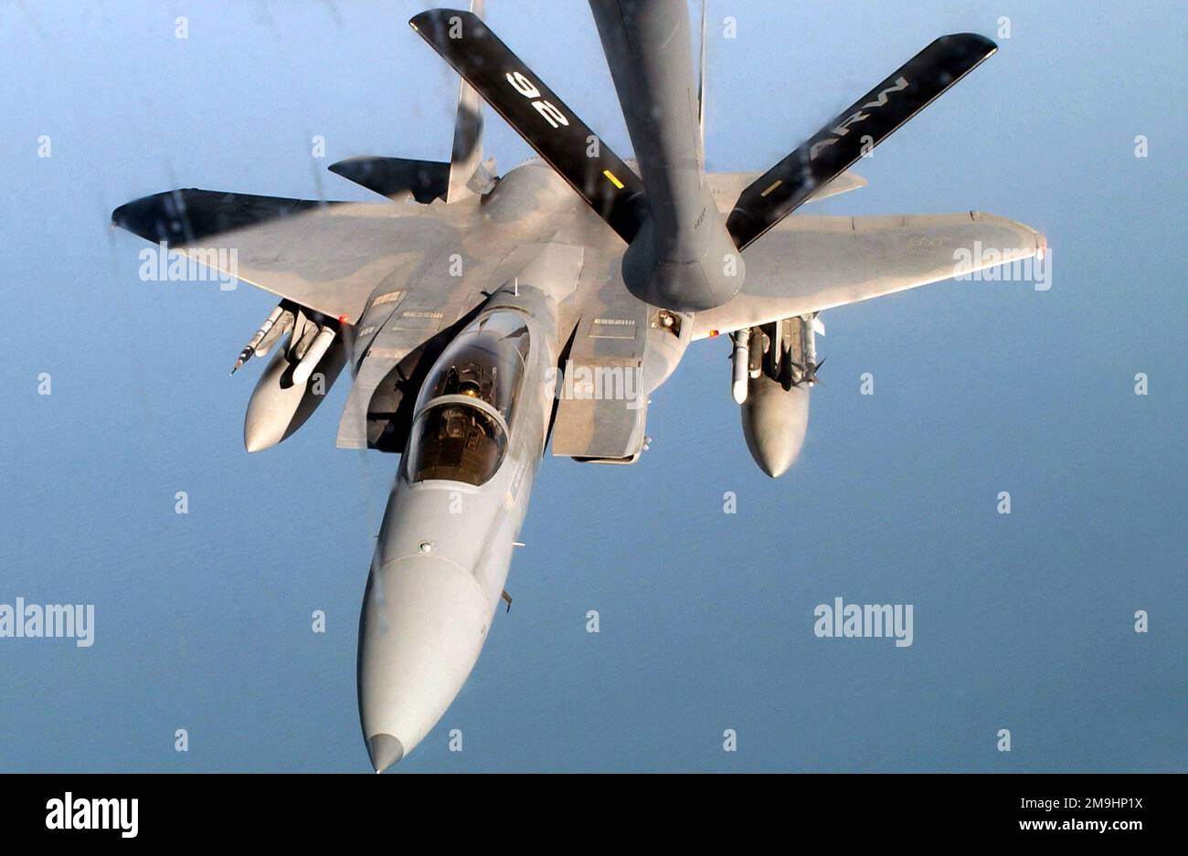 Over the ocean, a KC-135 Stratotanker, from the 92nd Air Refueling Wing ...