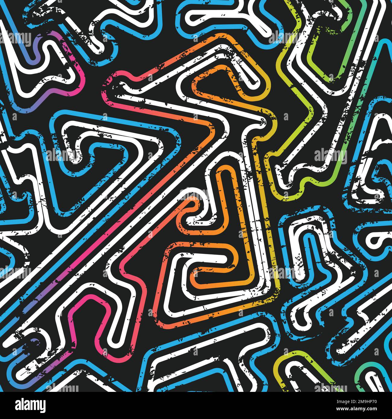 graffiti maze seamless pattern with grunge effect Stock Vector Image ...