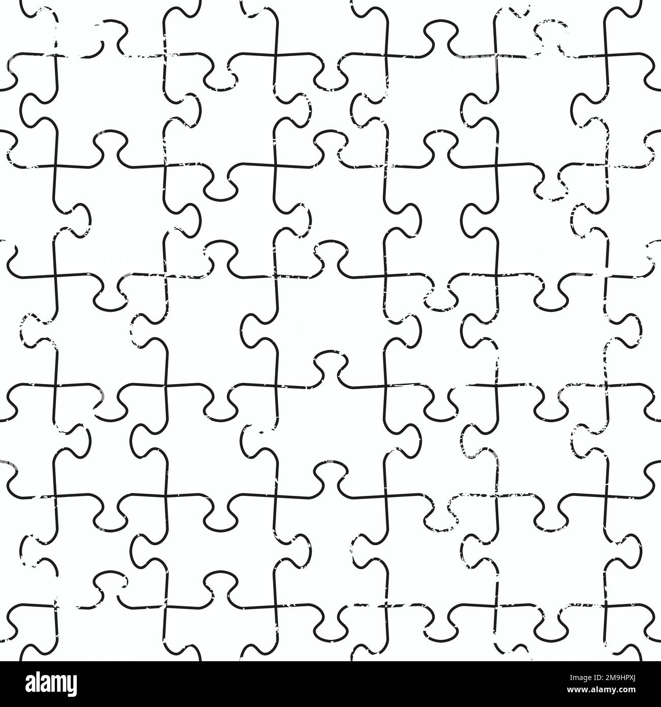 monochrome puzzle seamless texture with grunge effect Stock Vector ...