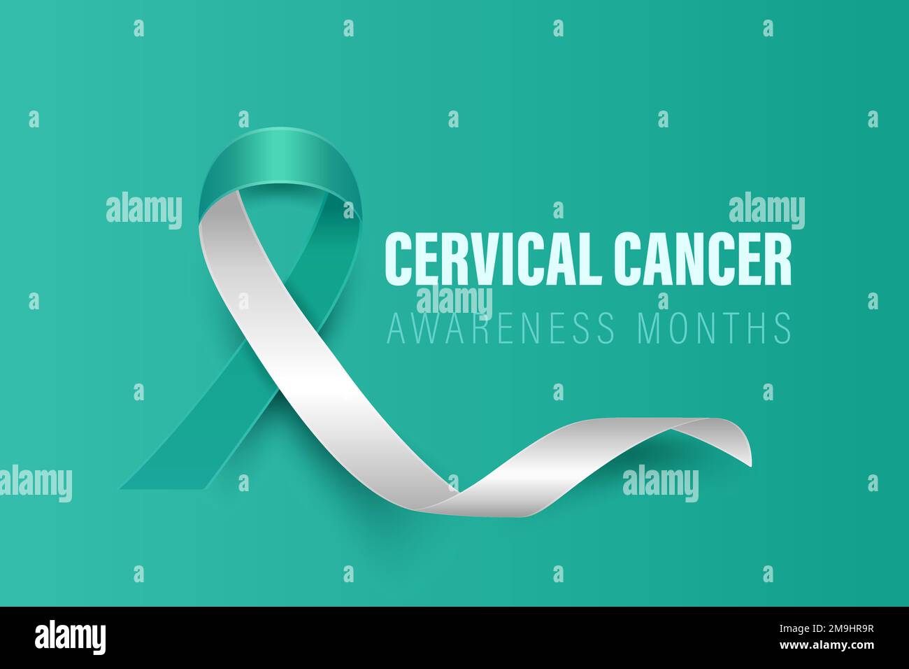 Cervical Cancer Banner, Card, Placard with Vector 3d Realistic Teal and ...