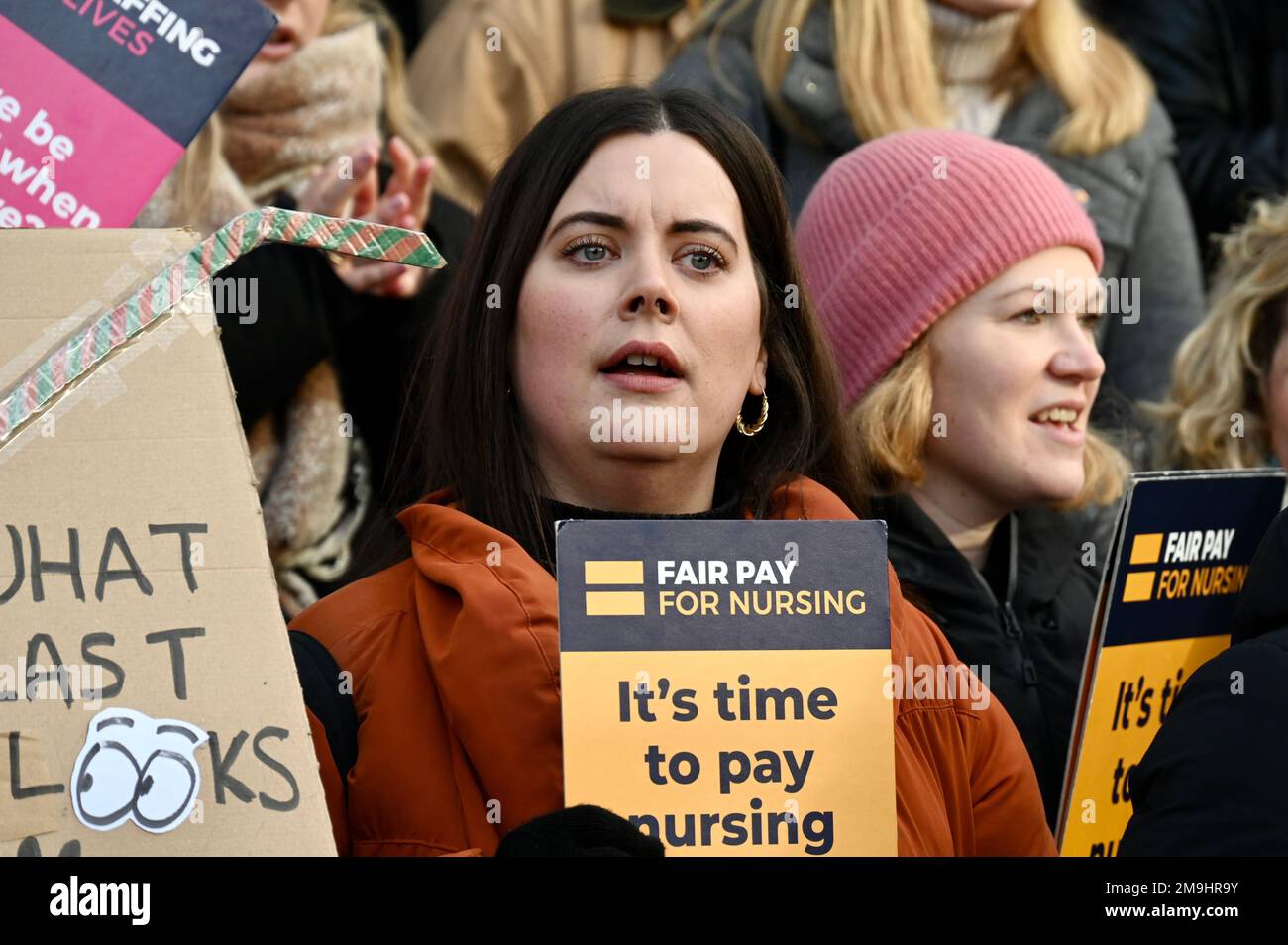 London, UK. Nurses man the picket line at University College Hospital ...