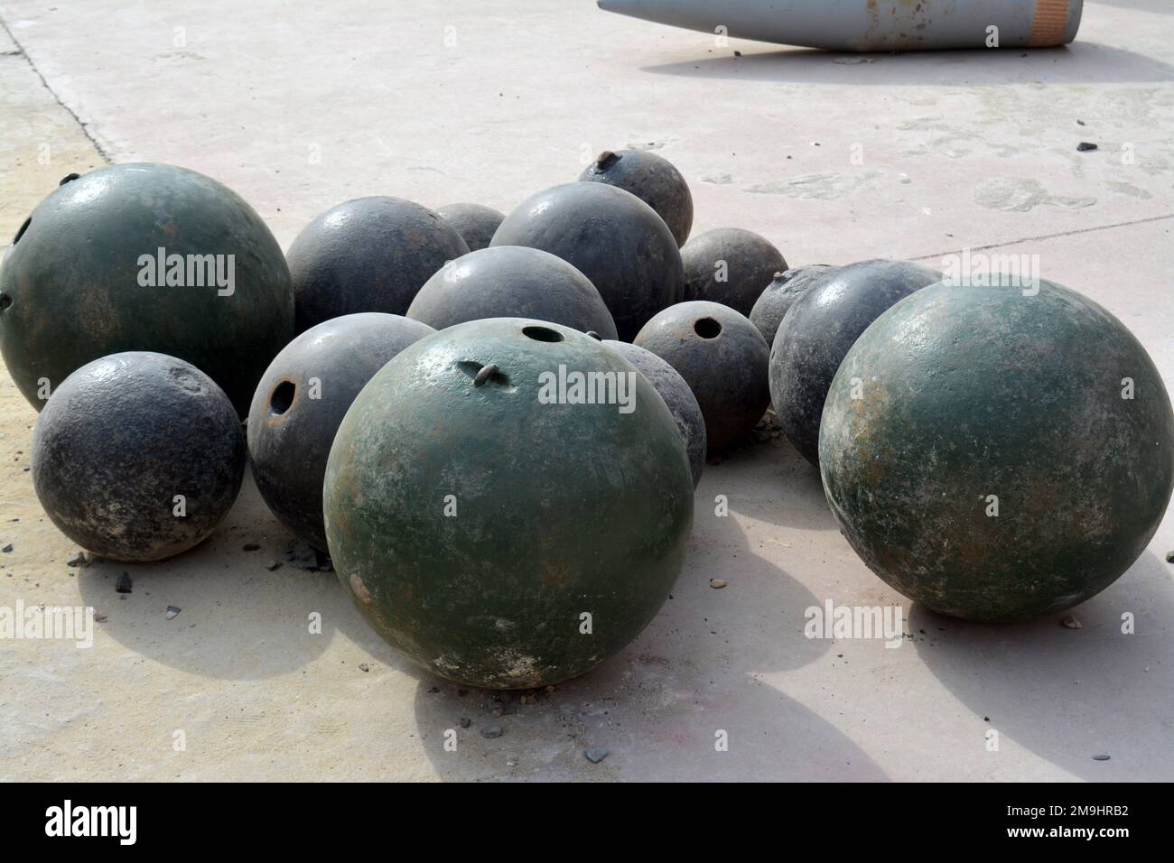 Cairo, Egypt, January 7 2023: Bombs of different types and sizes ...