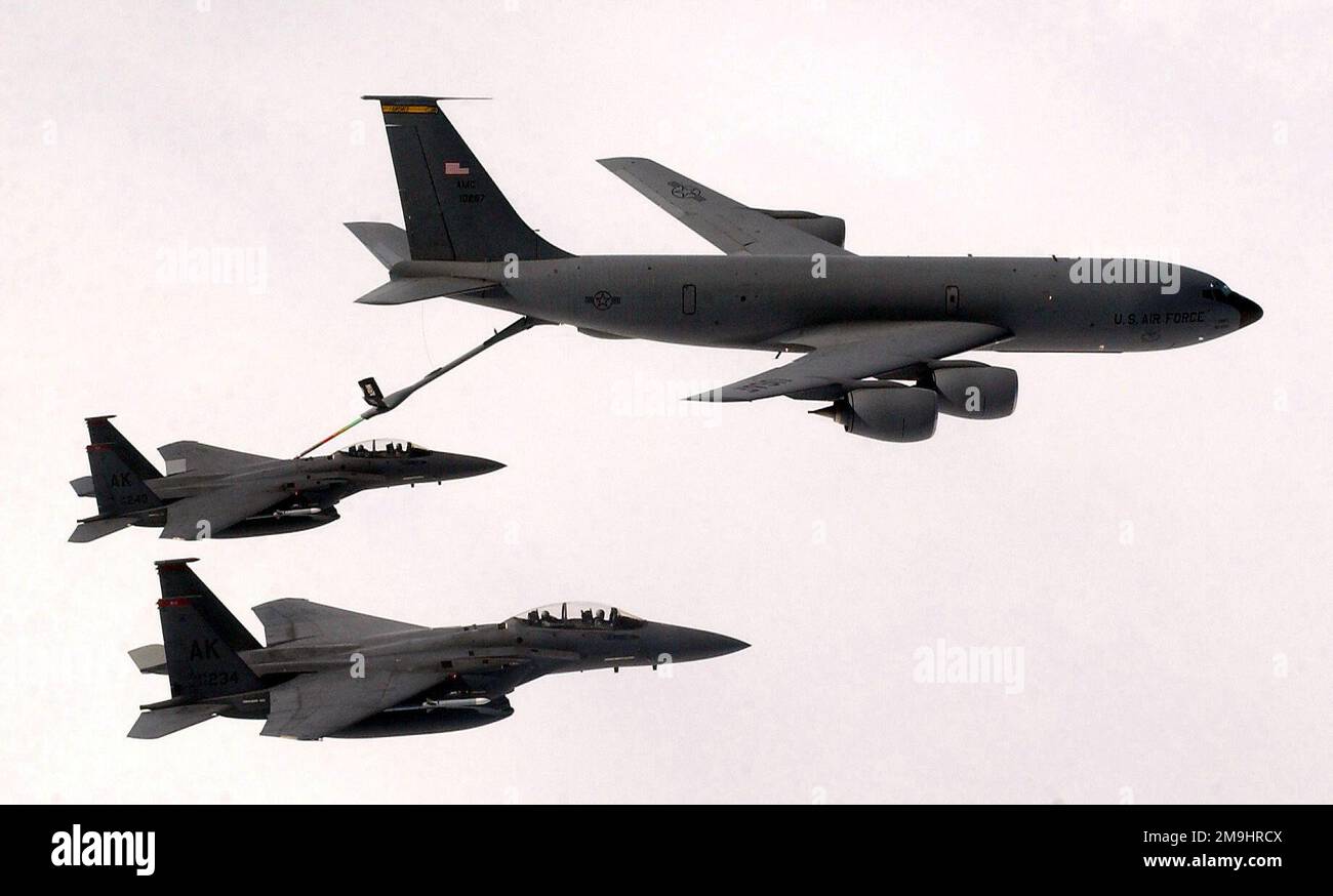 Two US Air Force (USAF) F-15E Strike Eagle aircraft assigned to the ...