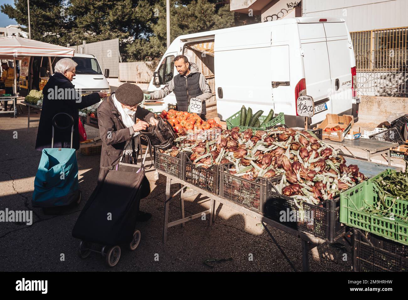 Mola di Bari, Italy - December 2022: scenes from the local farmers ...