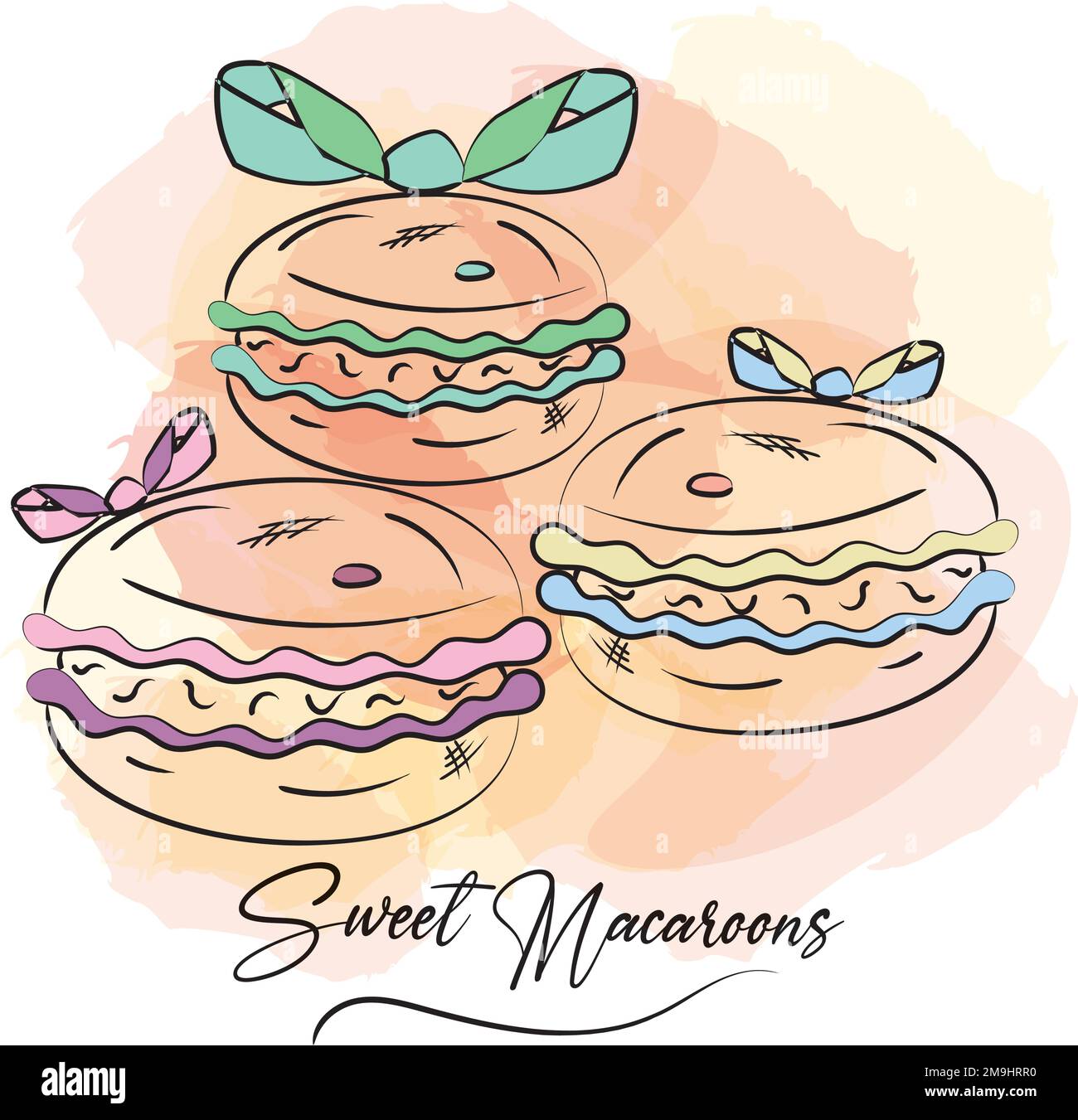 Sketch of a group of french macaroni France Vector Stock Vector Image ...