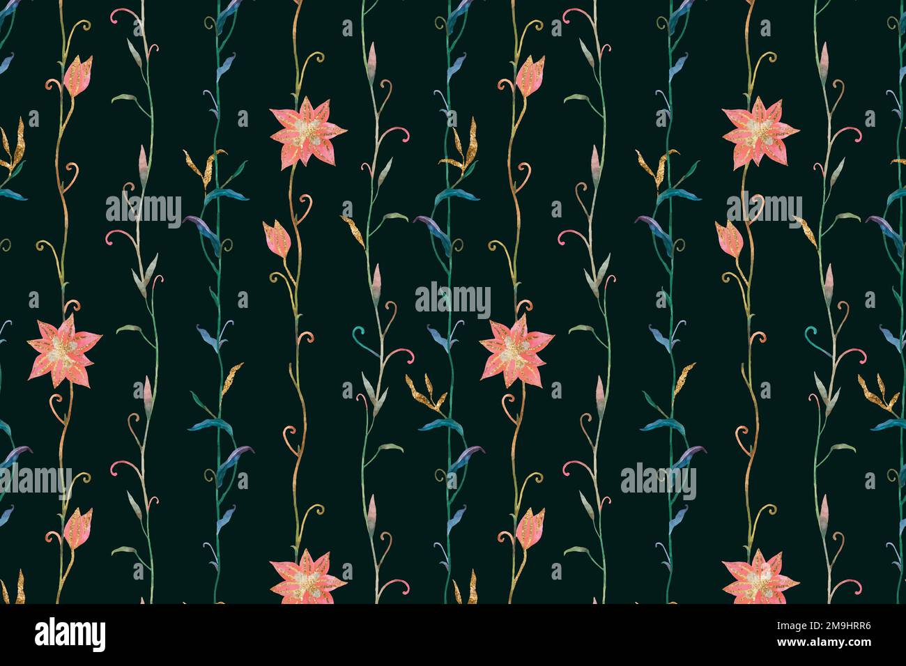 Floral pattern vector on black background Stock Vector Image & Art - Alamy