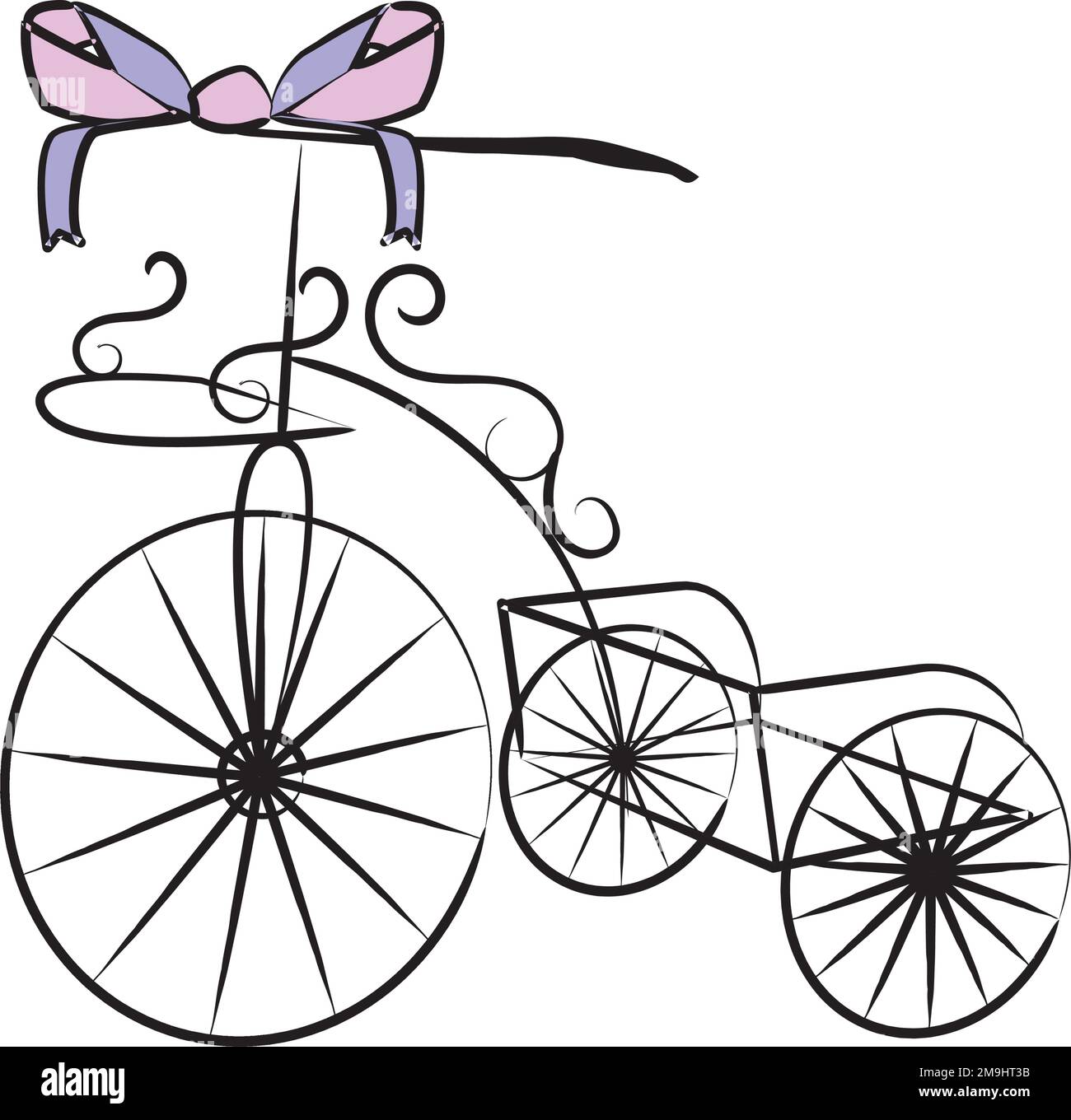 Isolated sketch of a traditional bicycle Vector Stock Vector Image ...
